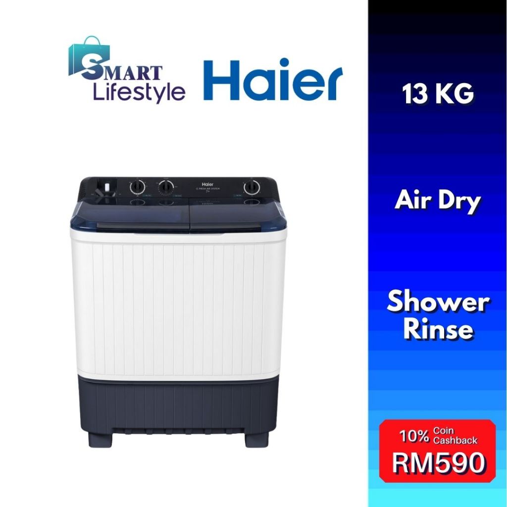 Haier 13KG Semi Auto Washing Machine Twin Tub HTW130-M1217 | Shopee ...