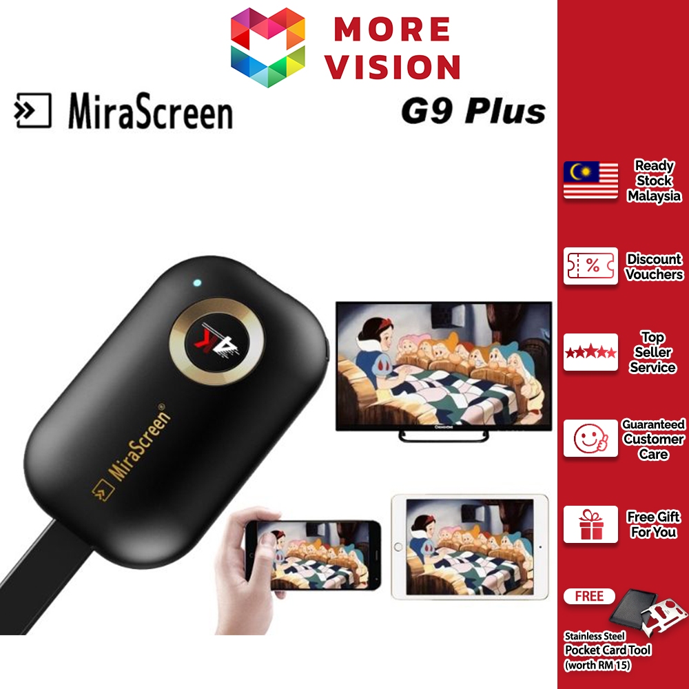 Mirascreen G9 Plus 2.4G/5G 4K Miracast WiFi HD TV Stick Mira Screen Wireless Display Dongle ...