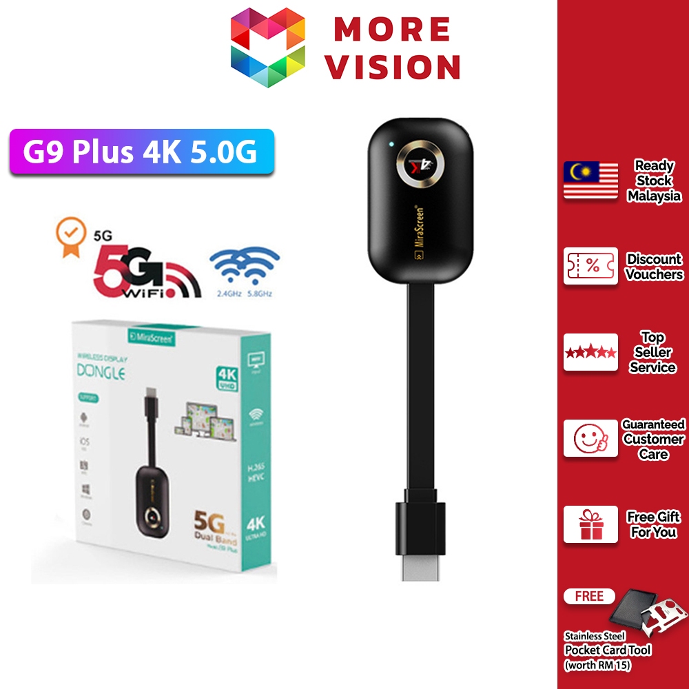 Mirascreen G9 Plus 2.4G/5G 4K Miracast WiFi HD TV Stick Mira Screen Wireless Display Dongle ...