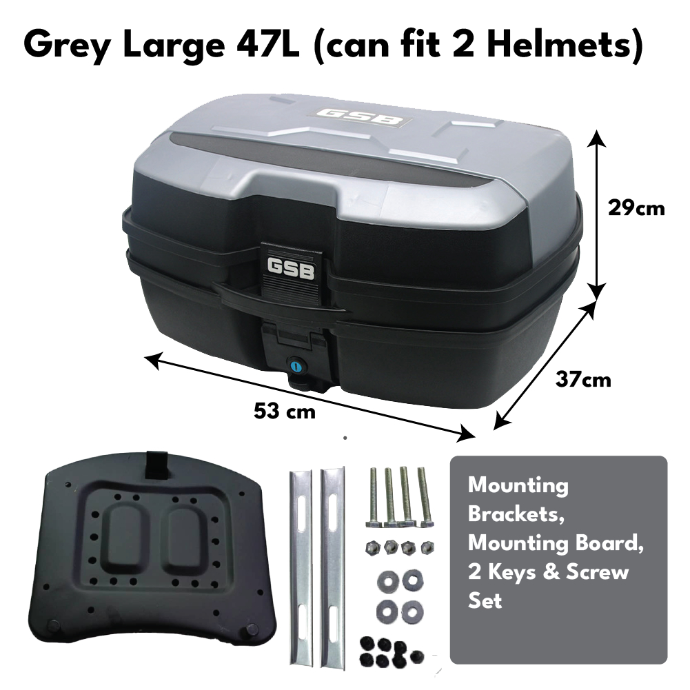 GSB Box Motor Motorcycle Givi Top helmet Box Trunk 47L Motorsikal Kotak ...