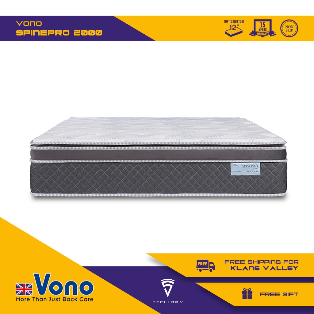 Vono SpinePro 2000 Mattress, 13 inch Elite Pocketed Posture Spring with ...