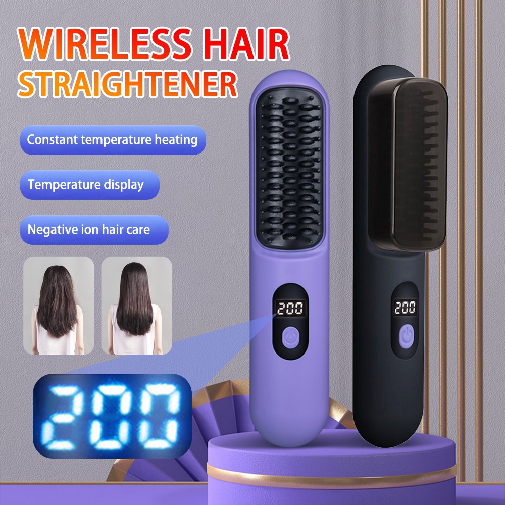 Ionic Hair Straightener Comb LCD Display Portable Hair Straight Comb ...