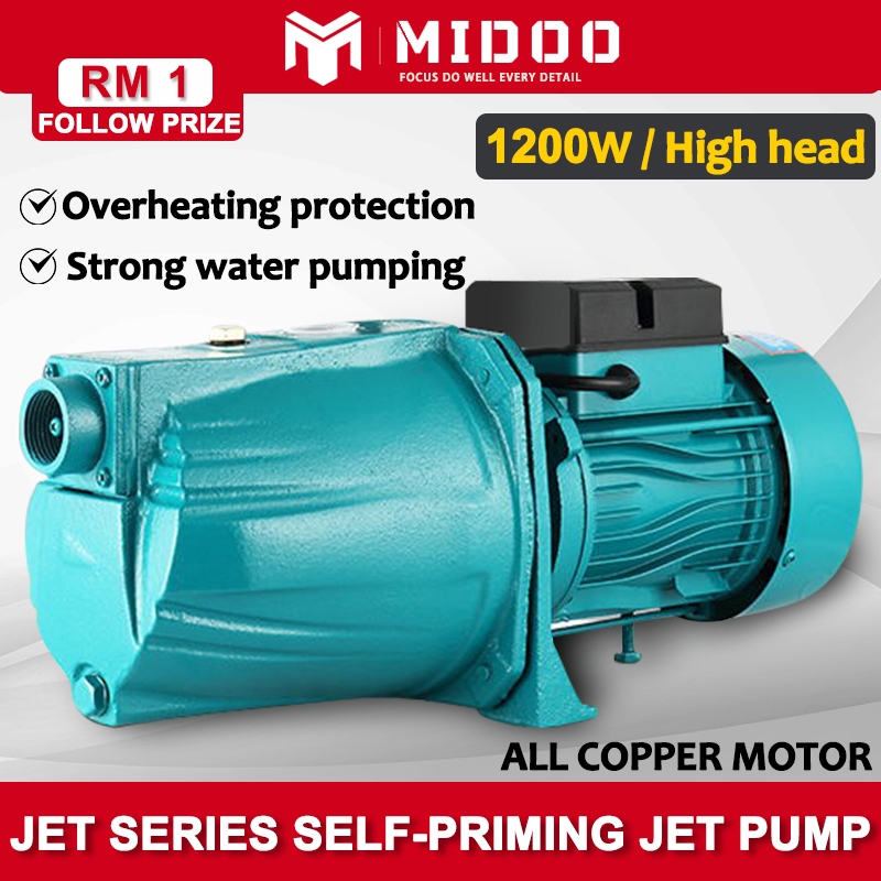 Water Booster Pump Heavy Duty 1HP 1200W 60L/Min Heavy Duty Electric ...