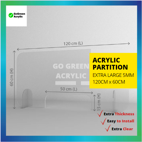 ⚠xLARGE⚠ 60CMx120CM 5MM Acrylic Sneeze Guard / Partition / Divider for ...