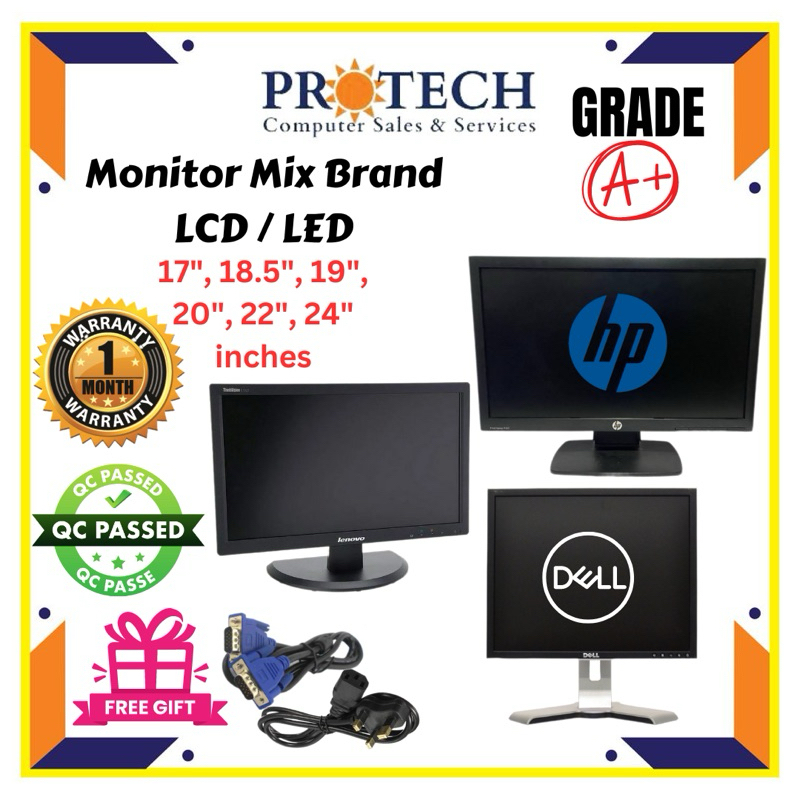 (Grade A) Mix Branded LCD/LED HP,Dell,Lenovo widescreen & Square Monitor 17"/18.5"/19"/20"/22 ...