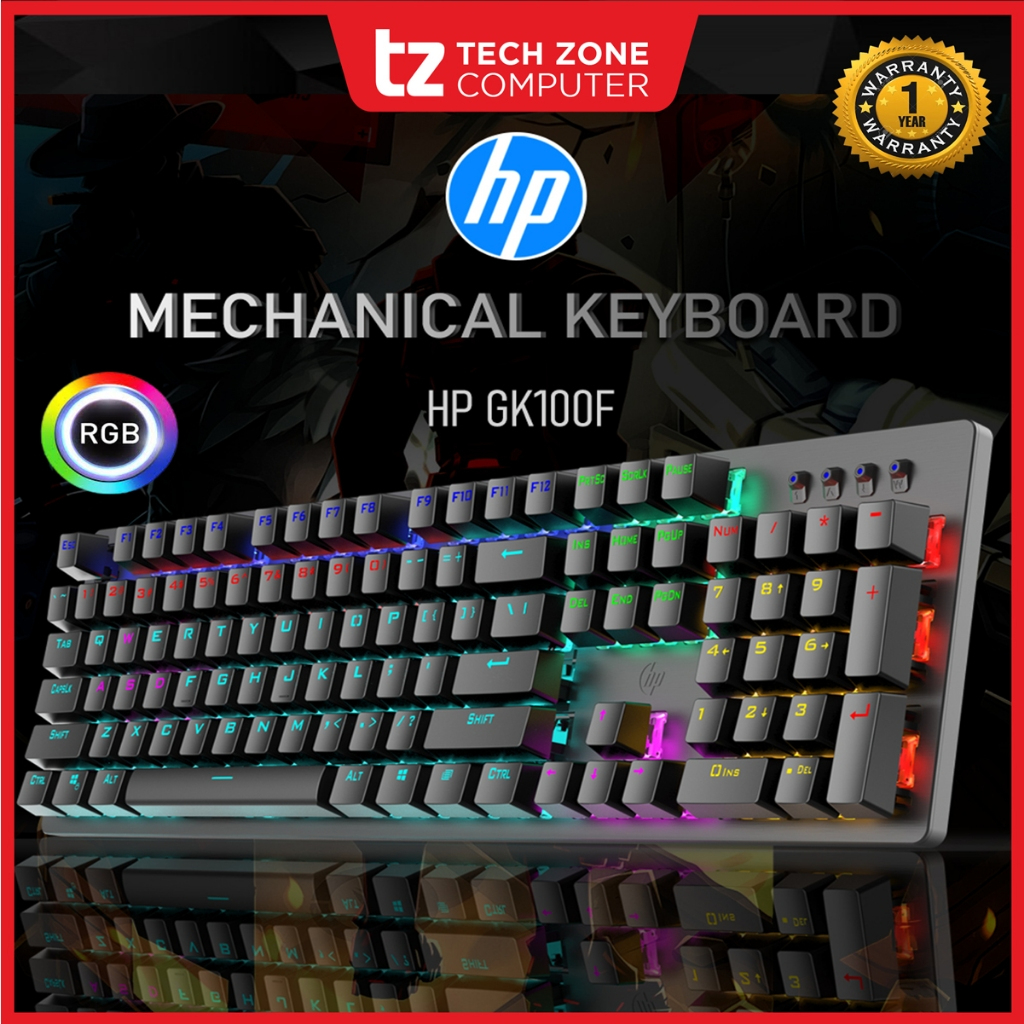 HP GK100F Wired Mechanical LED Backlight Full Sized Gaming Keyboard ...
