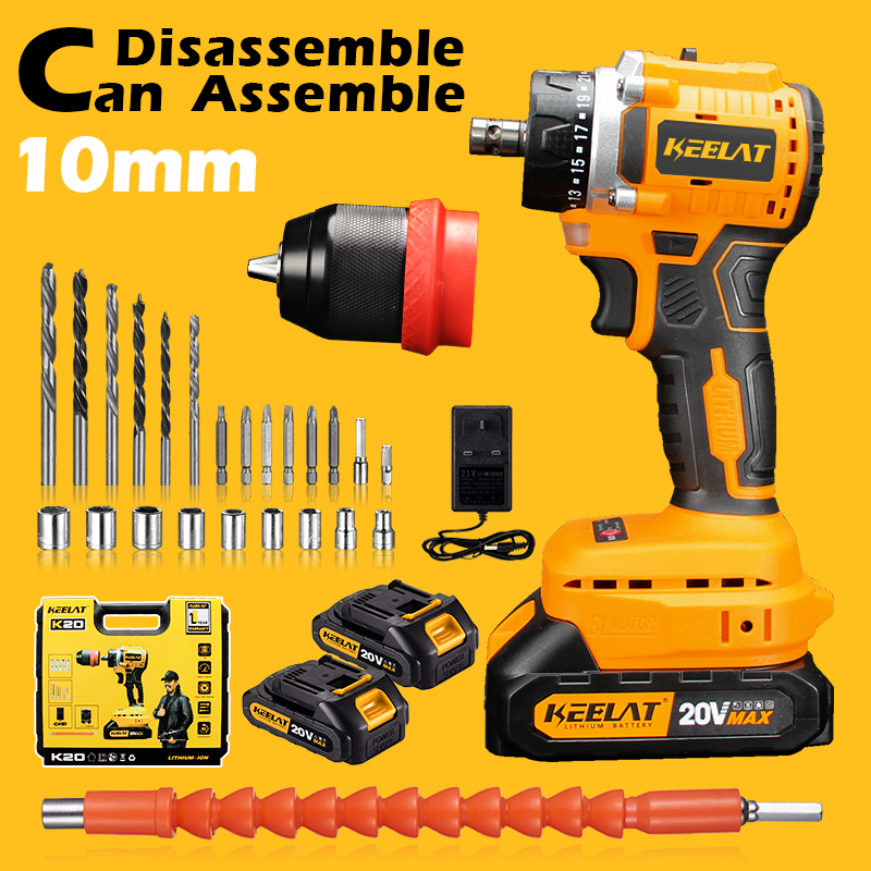 KEELAT Cordless Drill Set Brushless Drill Impact Drill Bigger Heavier ...