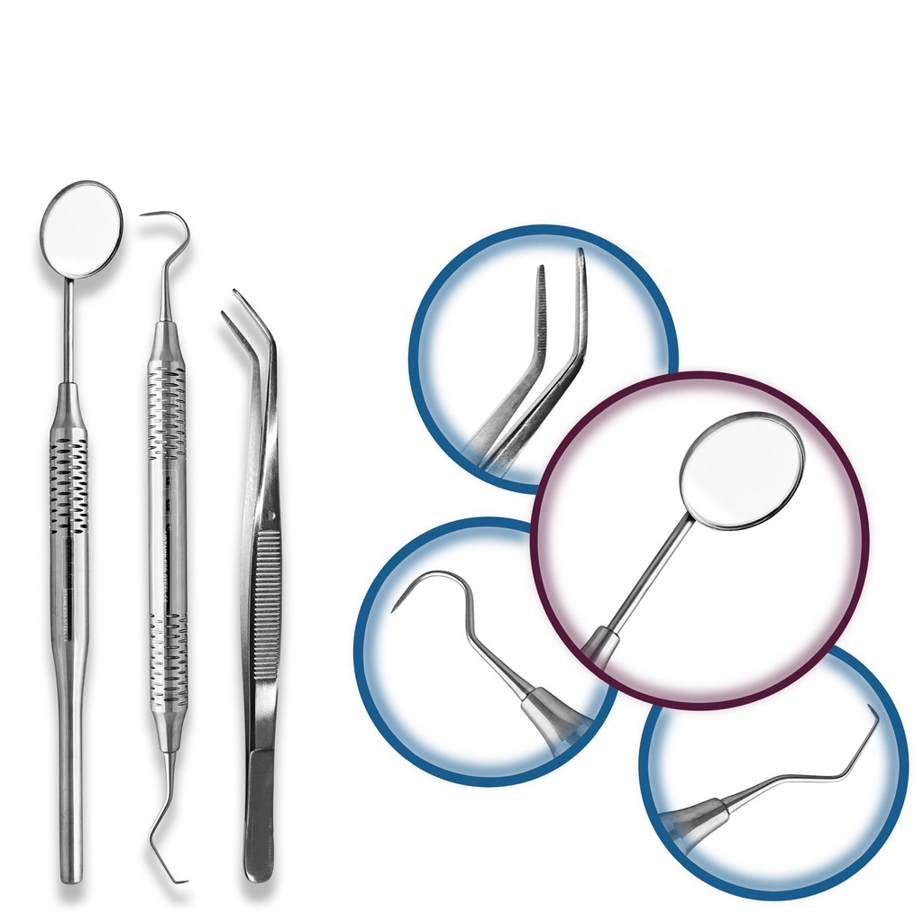 Professional Oral Instrument Stainless Steel Dental Probe Set 3Pcs ...