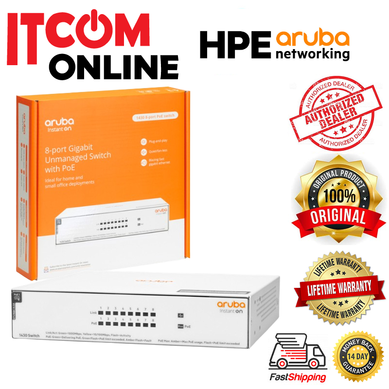 ARUBA IOn 1430 GIGABIT 8-PORT POE+ (64W) SWITCH (R8R46A) | Shopee Malaysia