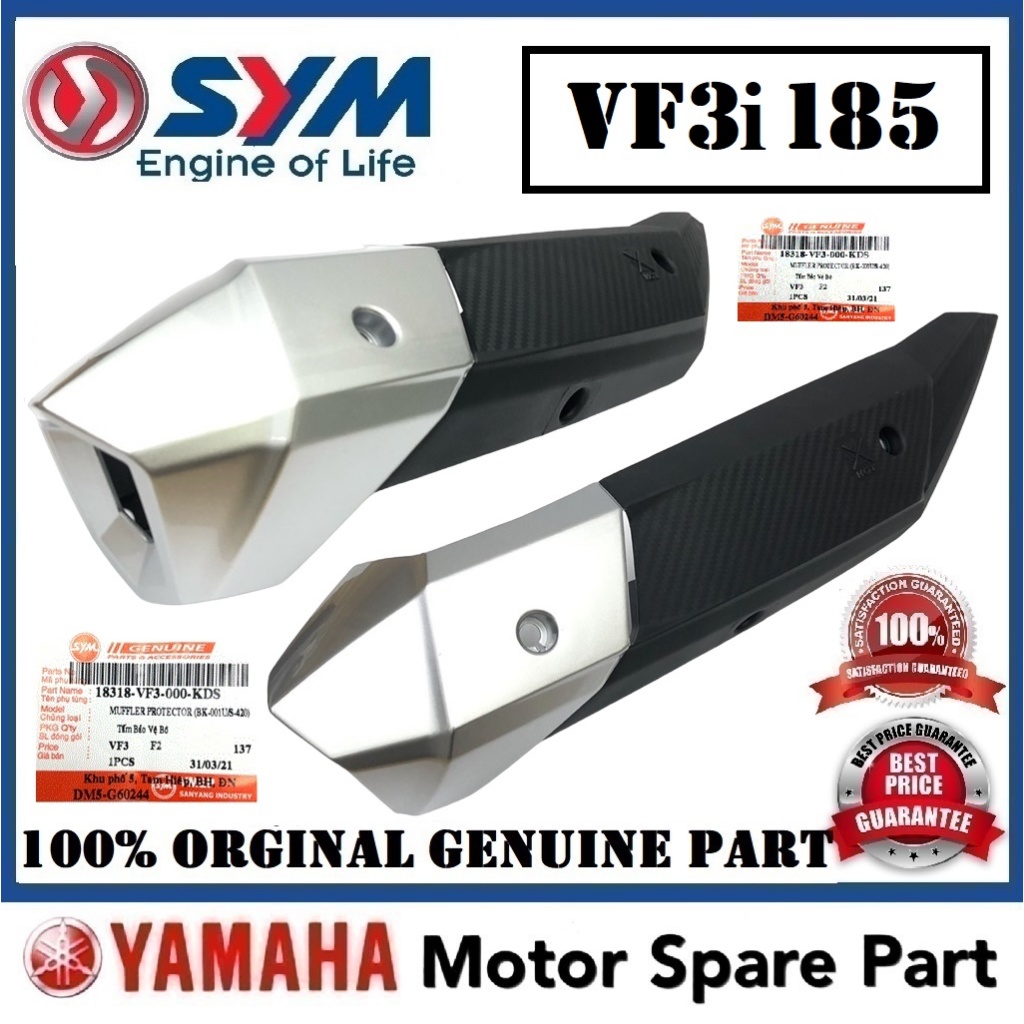 100% ORIGINAL SYM VF3i MUFFLER COVER 0 18318-VF3-000-KDS EKZOS EXHAUST PIPE CAP TUDUNG PROTECTOR ...