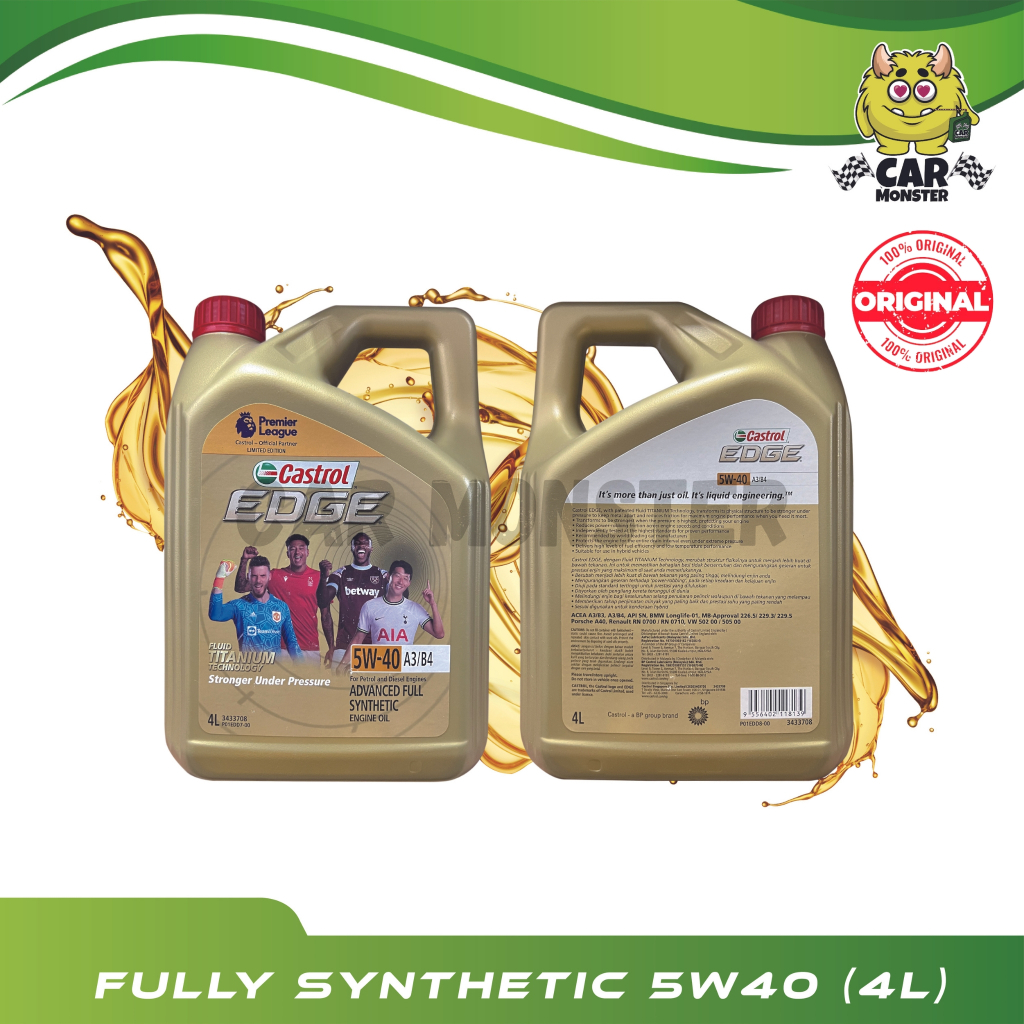 (ORIGINAL) CASTROL EDGE 5W40 Advance Fully Synthetic Titanium ...