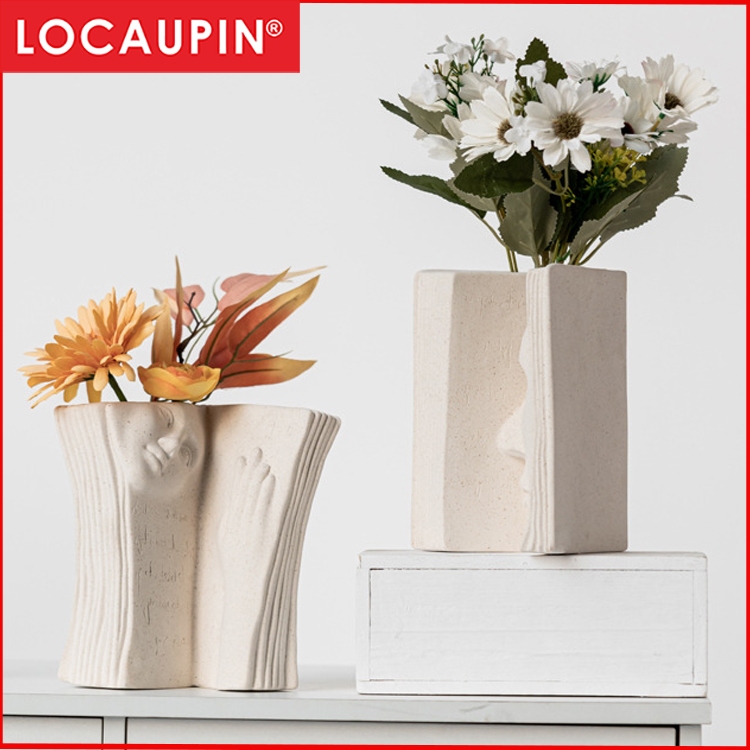 Locaupin White Ceramic Vase Modern Home Decor,Matte Pampas Flower Vases ...