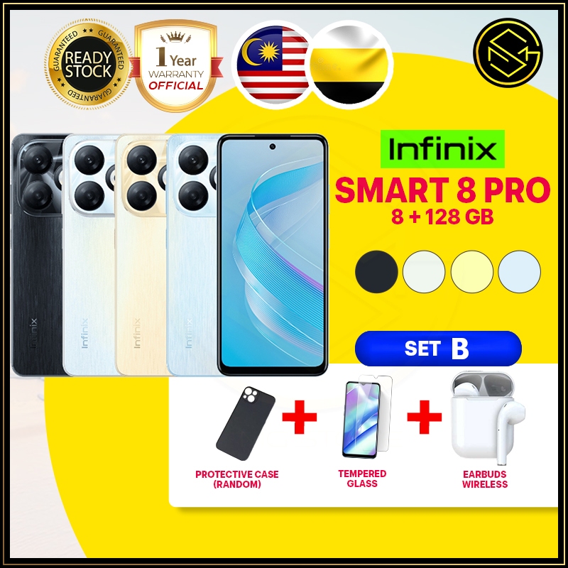 Infinix SMART 8 PRO (8 + 128GB) Smartphone | Original New Set | 1 Year ...