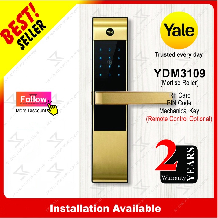 YALE YDM3109 (Gold) Smart pin key Digital Door Lock YDM 3109 MDK21 | Shopee Malaysia