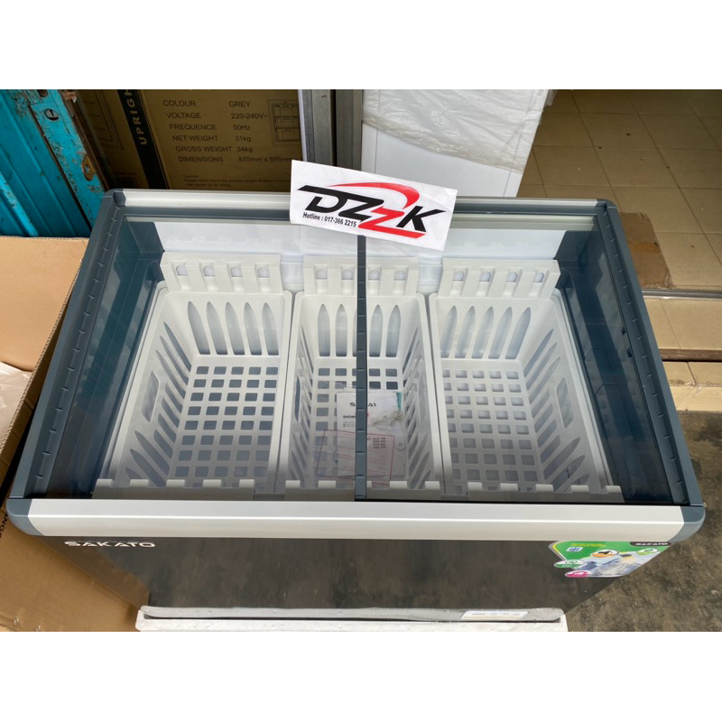 NEW SAKATO Glass top Freezer 360L SSG-360 with LED LIGHT Digital ...