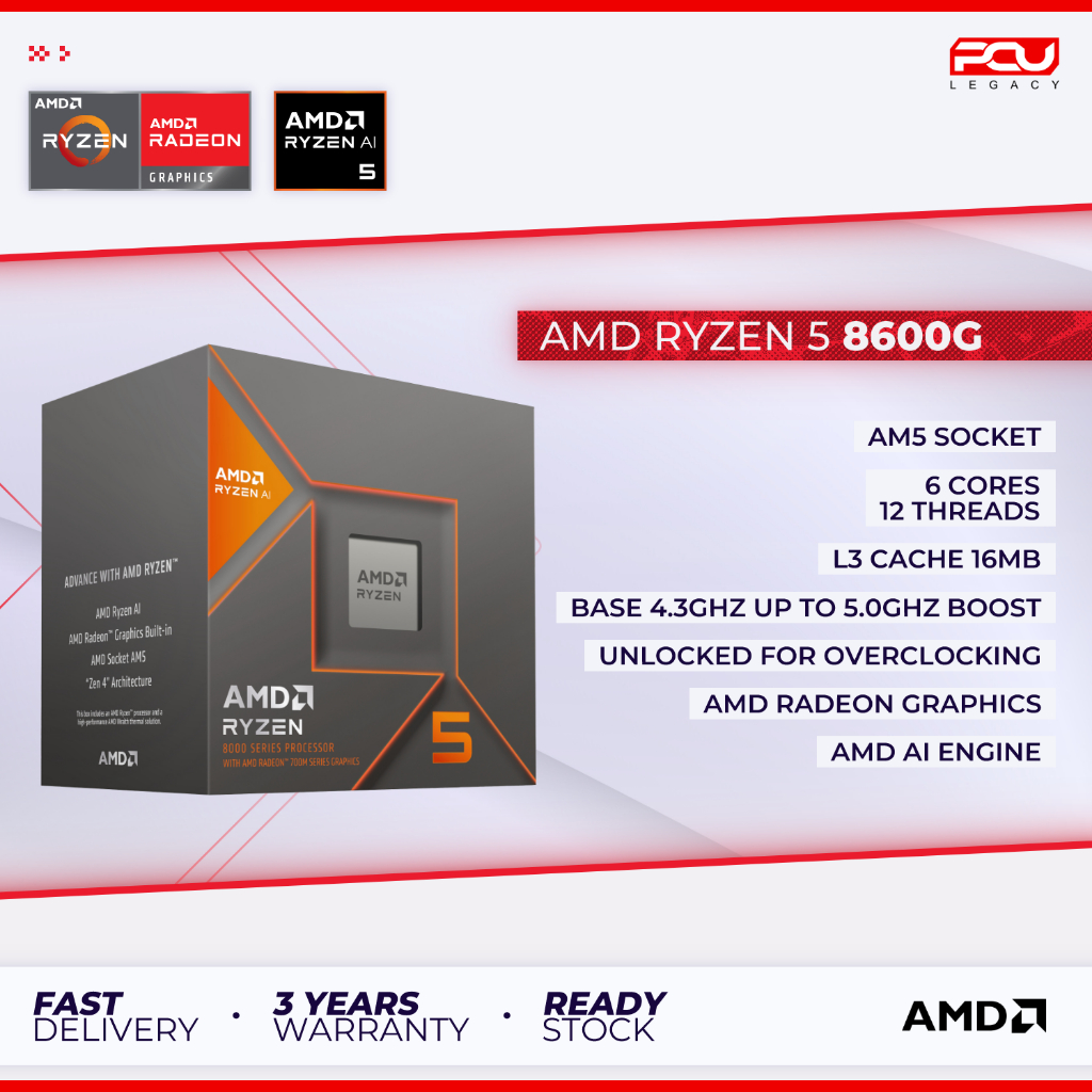 # PCU LEGACY # AMD RYZEN 5 8500G 8600G / RYZEN 7 8700G PROCESSOR ( 3 ...