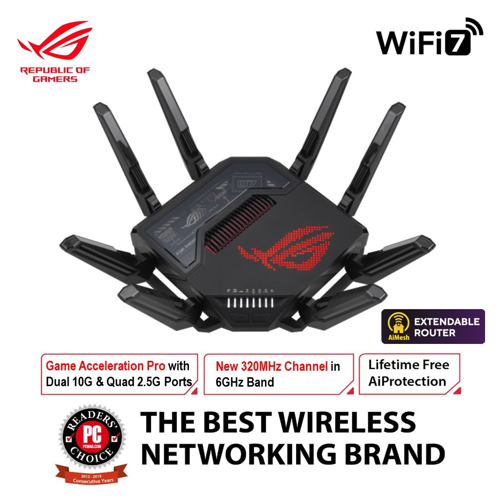 GT-BE98 Quad-band WiFi 7 (802.11be) Gaming Router, support new 320MHz ...