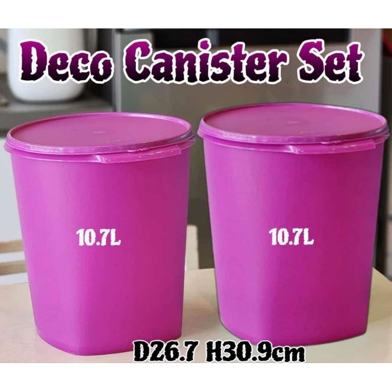 TUPPERWARE DECO CANISTER (TONG KEROPOK) 1pcs : 10.7L | Shopee Malaysia