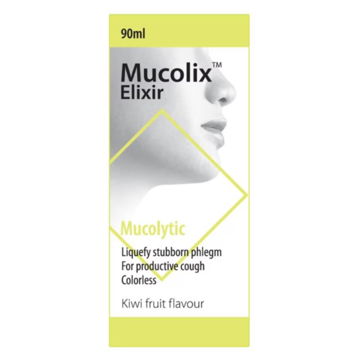 MUCOLIX ELIXIR 90ML For productive cough to liquefy stubborn phlegm ...