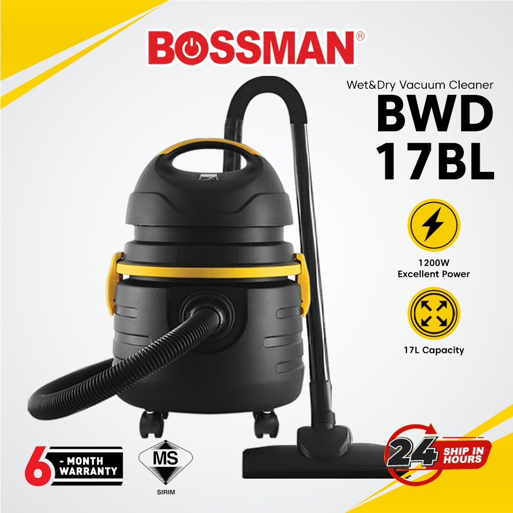 BOSSMAN BWD-17BL 17 Litre Wet Dry Vacuum Cleaner 1200 Watt Max Wet ...