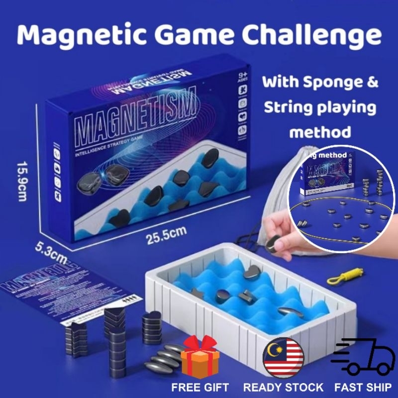 Magnetic Game with Magnet Stone Sponge and String Magnetic Chess Board ...