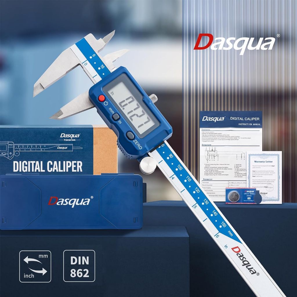Dasqua High Precision 6 Inch Digital Caliper Stainless Steel with Large ...