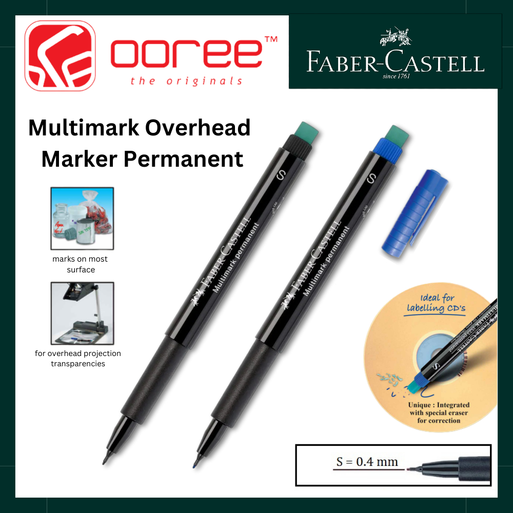 FABER-CASTELL MULTIMARK S OVERHEAD MARKER PERMANENT WATERPROOF UNIVERSAL MARKER - BLACK (152399 ...