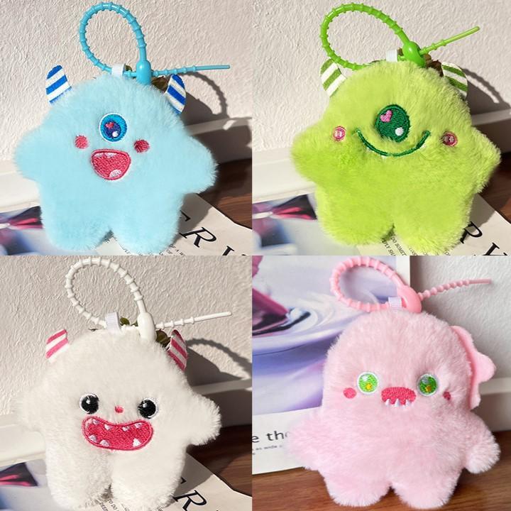 Monster Keychain Fuzzy Furry Cute Pressable Pendant Plush Keychain ...