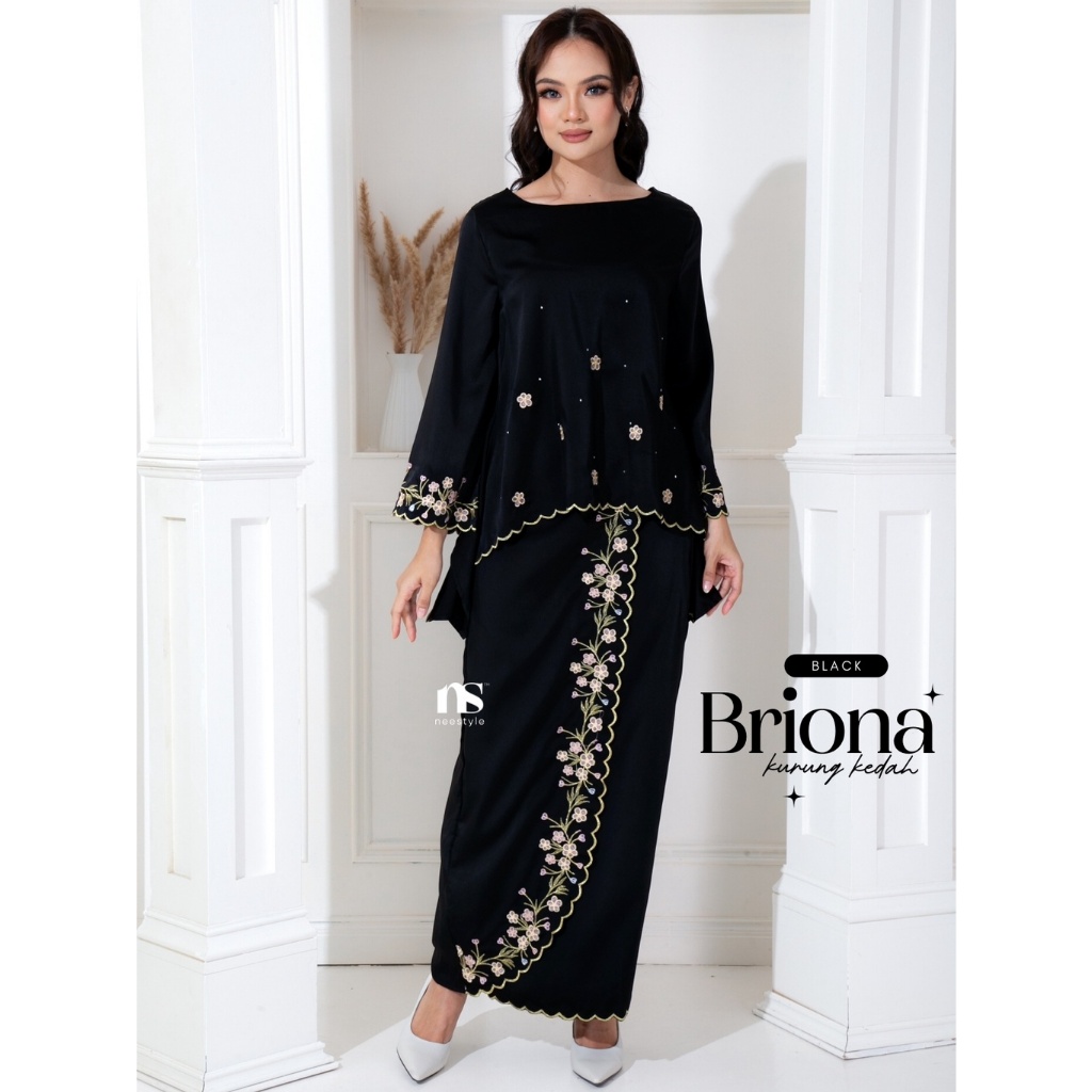 BRIONA KURUNG Baju Raya 2024 Kurung Kedah Satin Silk Sulam Emas Baju ...