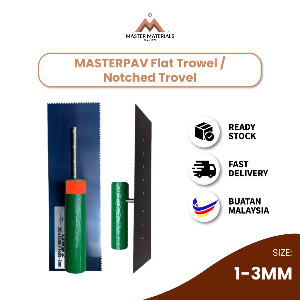 MASTERPAV Flat Trowel / Notched Trowel - V Tooth For Coating Spreading ...