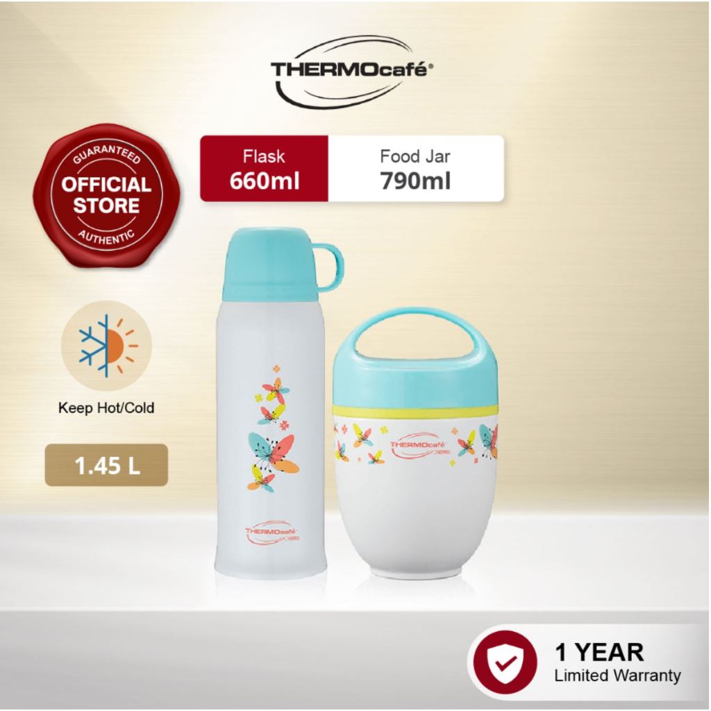 Thermos Thermocafe Perfect Living Bottle (0.66L) + Food Jar (0.79L ...