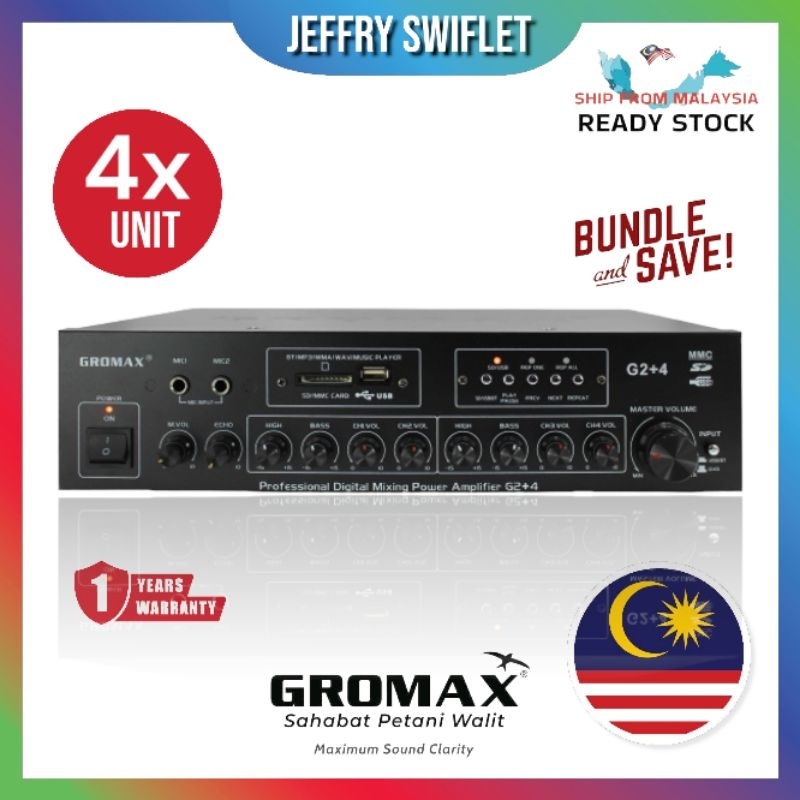 (4 UNIT) Gromax Amplifier G2+4 Swiftlet Amplifier 4 Chanel Amplifier ...