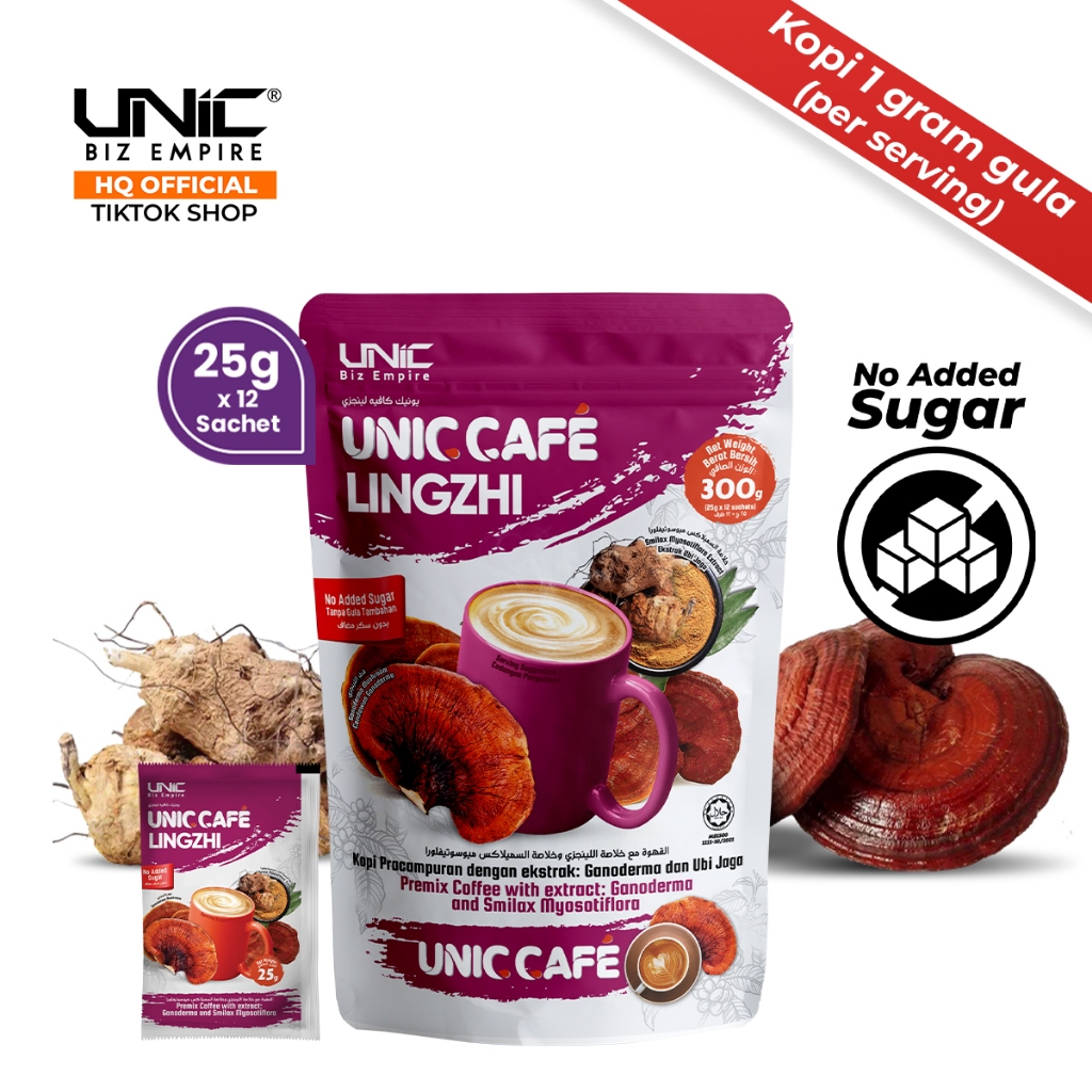 UNIC CAFE LINGZHI TANPA GULA TAMBAHAN (12sachet/pek) | Shopee Malaysia