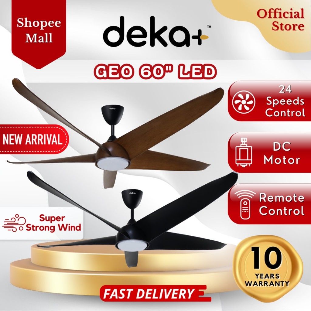 DEKA+ GEO 3 Colour LED 60'' 8 Blades 24 Speeds + Reverse with Remote ...