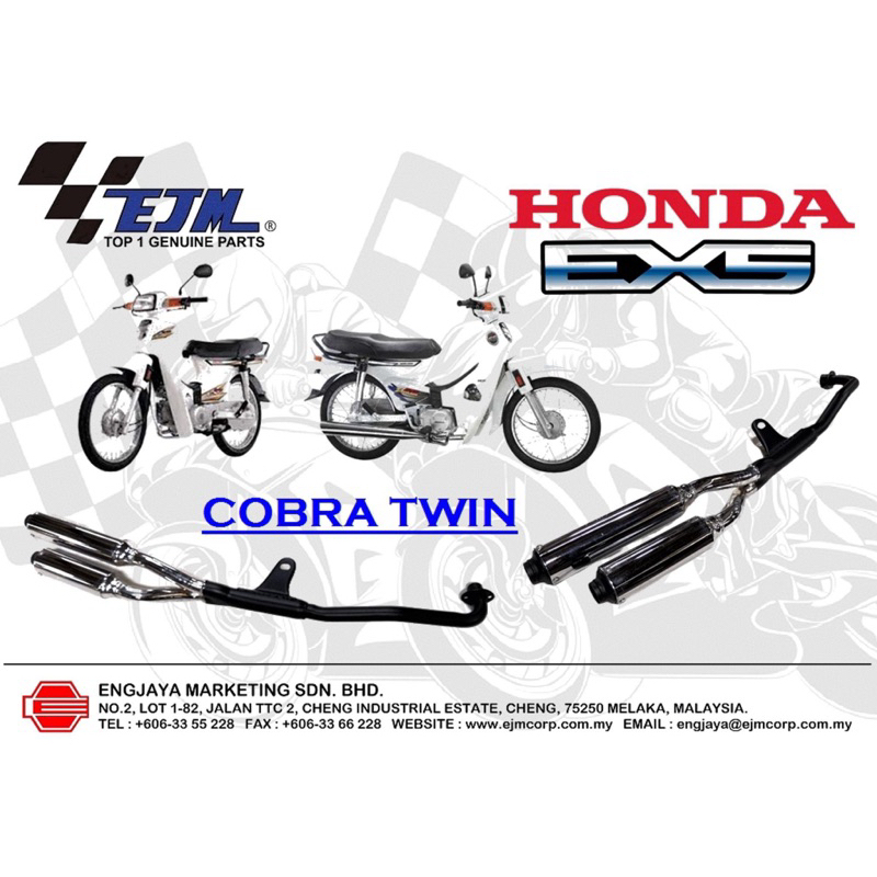 EJM EX5 DREAM 28MM BLACK COBRA TWIN RACING EKZOS PIPE STD OPEN E POWER ...