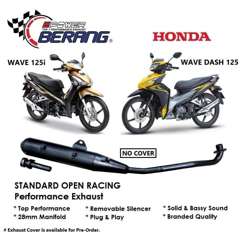 EJM DASH 125 WAVE 125i 28MM RACING EKZOS PIPE STD OPEN E POWER BELANG ...