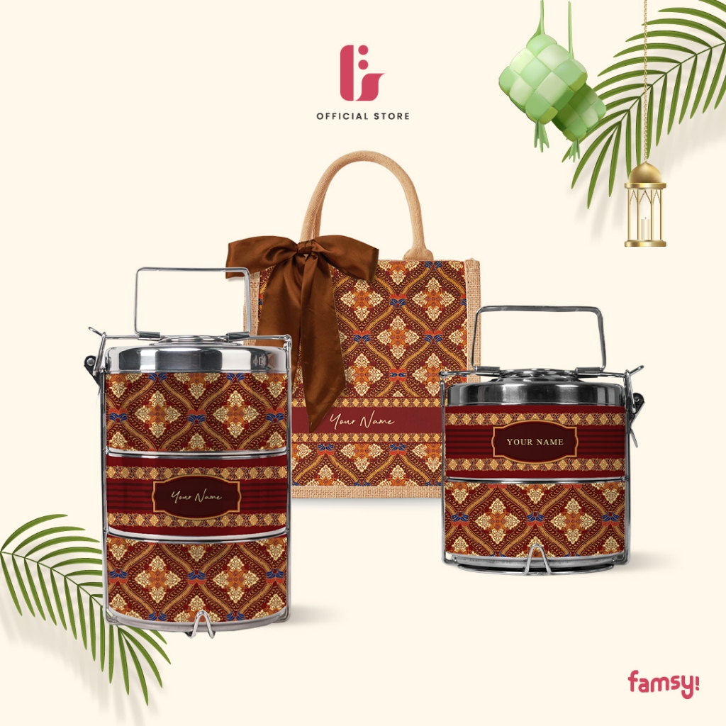 FAMSY Raya 2024 Lunch Tote Bag with 2-Tier / 3-Tier Tiffin Carrier ...