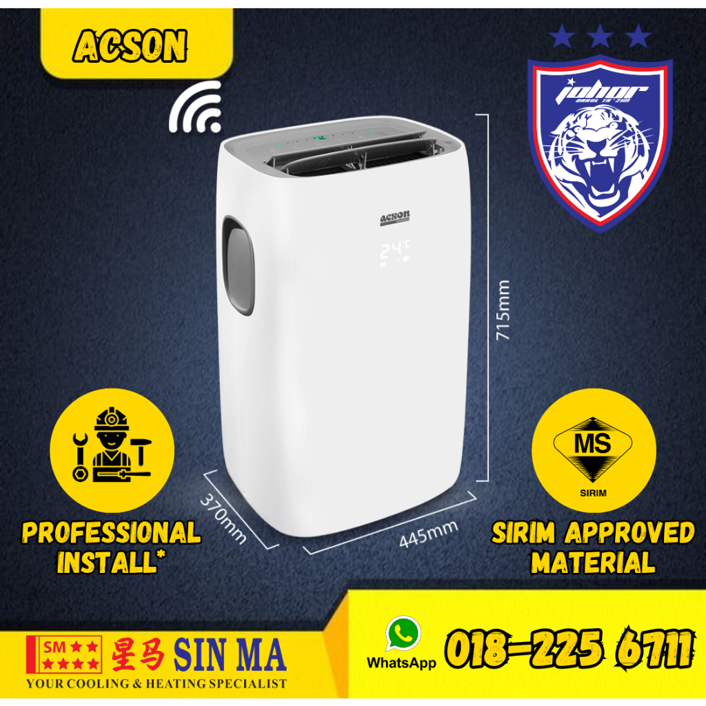 ACSON 1.0HP 1.5 HP Portable Air Conditioner Aircond Elite Series MOVEO ...