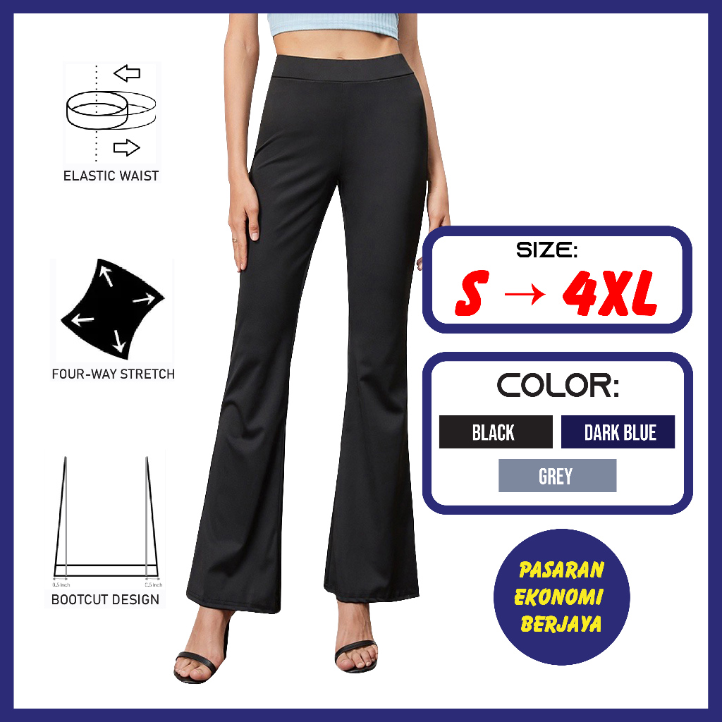 SELUAR PLAIN WANITA BOOTCUT 102# SUKAN CASUAL PLAN BASIC CASUAL PANTS ...