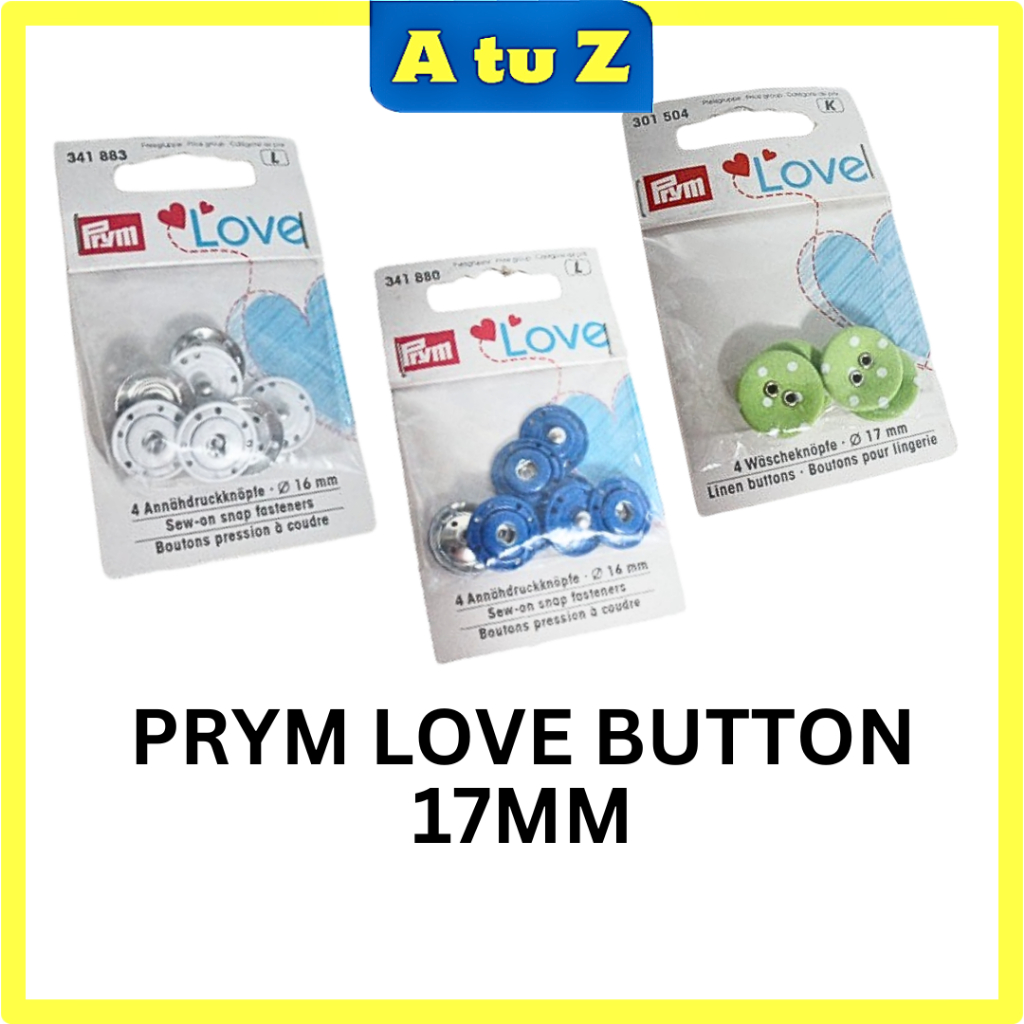 AtuZ PRYM LOVE BUTTON 17MM (GREEN / BLUE / ORANGE / WHITE) 1.6CM ...