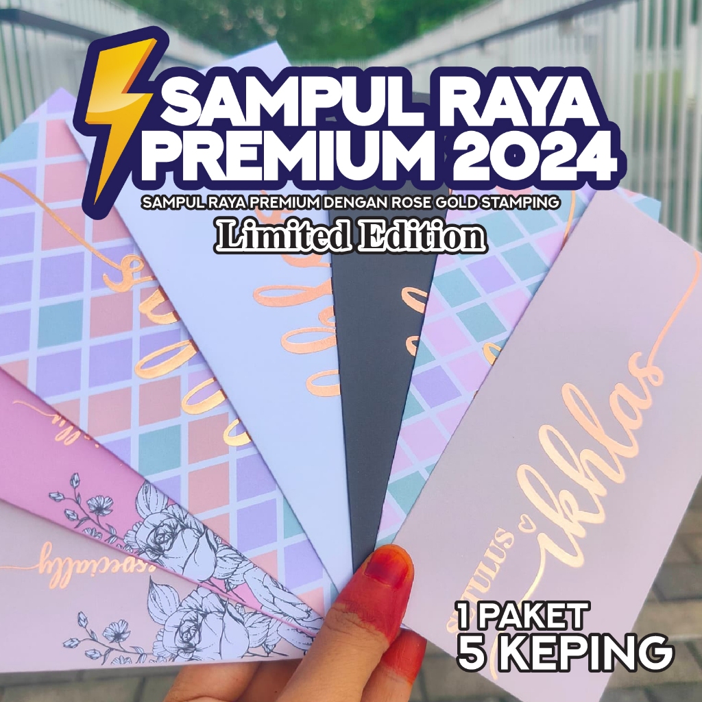 5 pcs Sampul Raya Premium 2024 - 7 Colours with Rose Gold Stamping ...