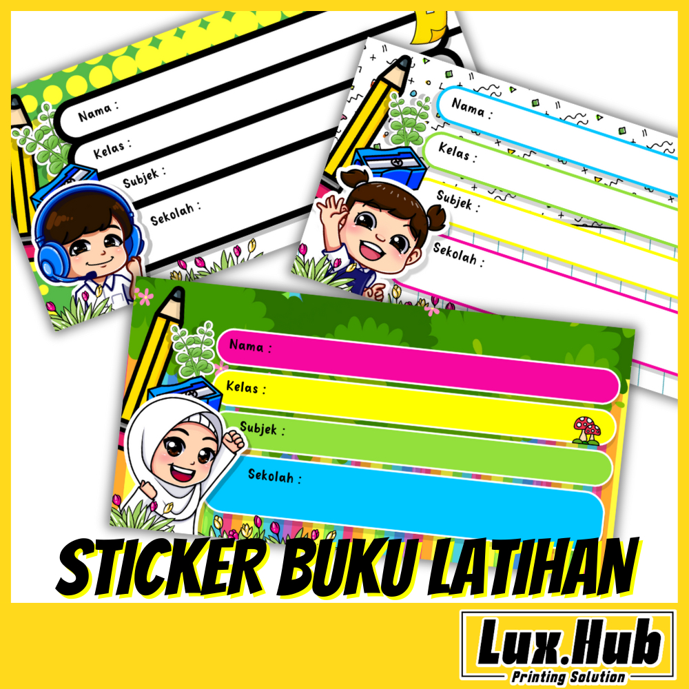 Sticker Buku Latihan Cute Design | Pelekat Nama Buku Nota | Sticker ...