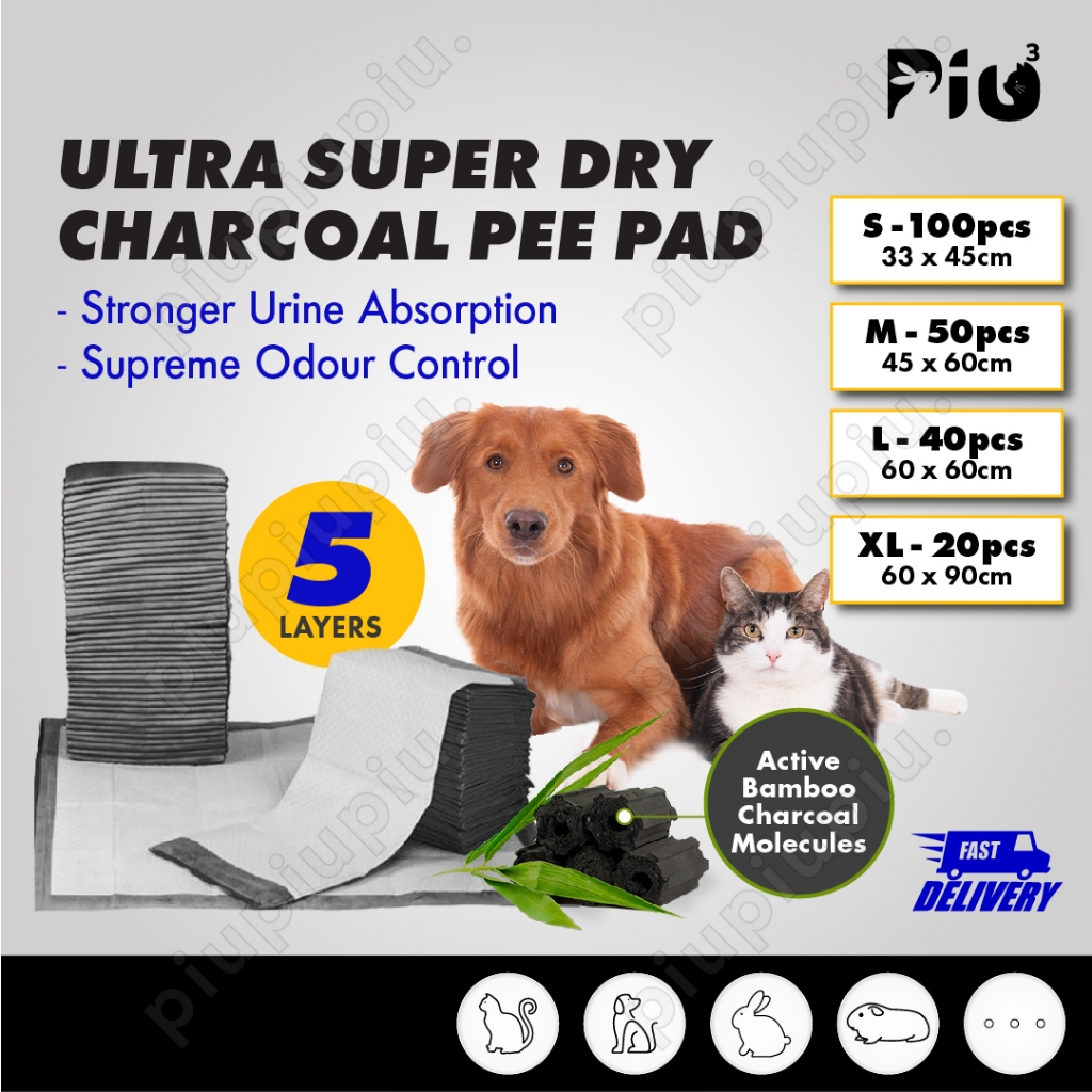[24HR SHIP] PREMIUM CHARCOAL PET PEE PAD Wee Wee Pad Pet Pad Sheet Dog ...