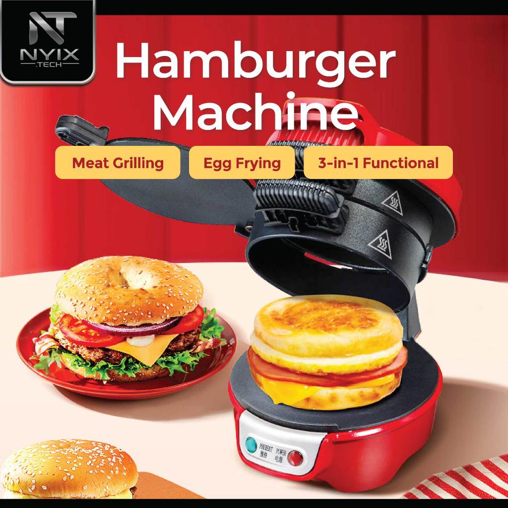 3-in-1 Burger Maker Machine Hamilton Beach 5 mins Easy Fast Grill Fried Egg Sandwich Bread ...