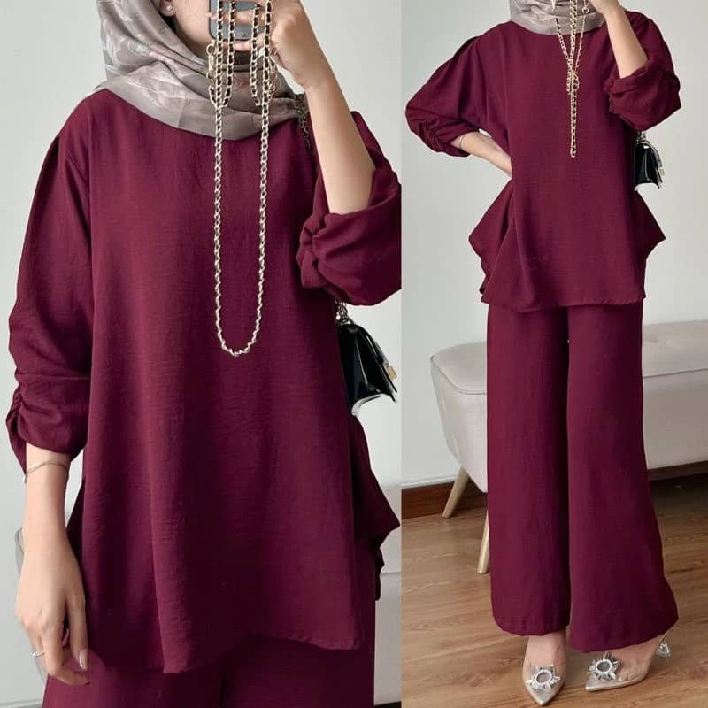 BAJU NEW ONE SET WOMEN'S SUIT CRINKLE AIRFLOW IRONLESS | Shopee Malaysia