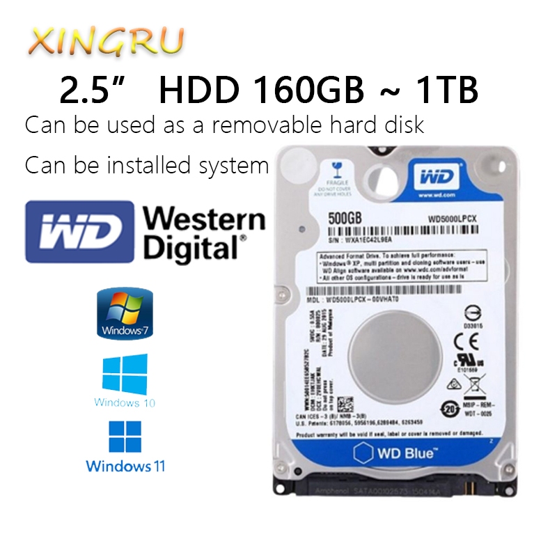 WD 2.5" Laptop SATA HDD 160/250/320/500GB 1TB Sim 7mm/9mm Notebook Hard ...