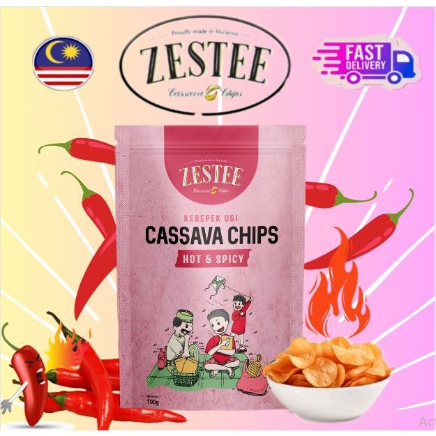 READY STOCK ZESTEE Premium Hot and Spicy Cassava Chips/ZESTEE Kerepek ...
