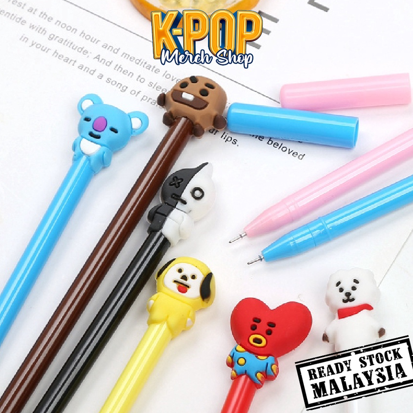 BTS BT21 Tinytan Bangtan OT7 Kpop Merch Pen Ball Point Glitter | Shopee Malaysia
