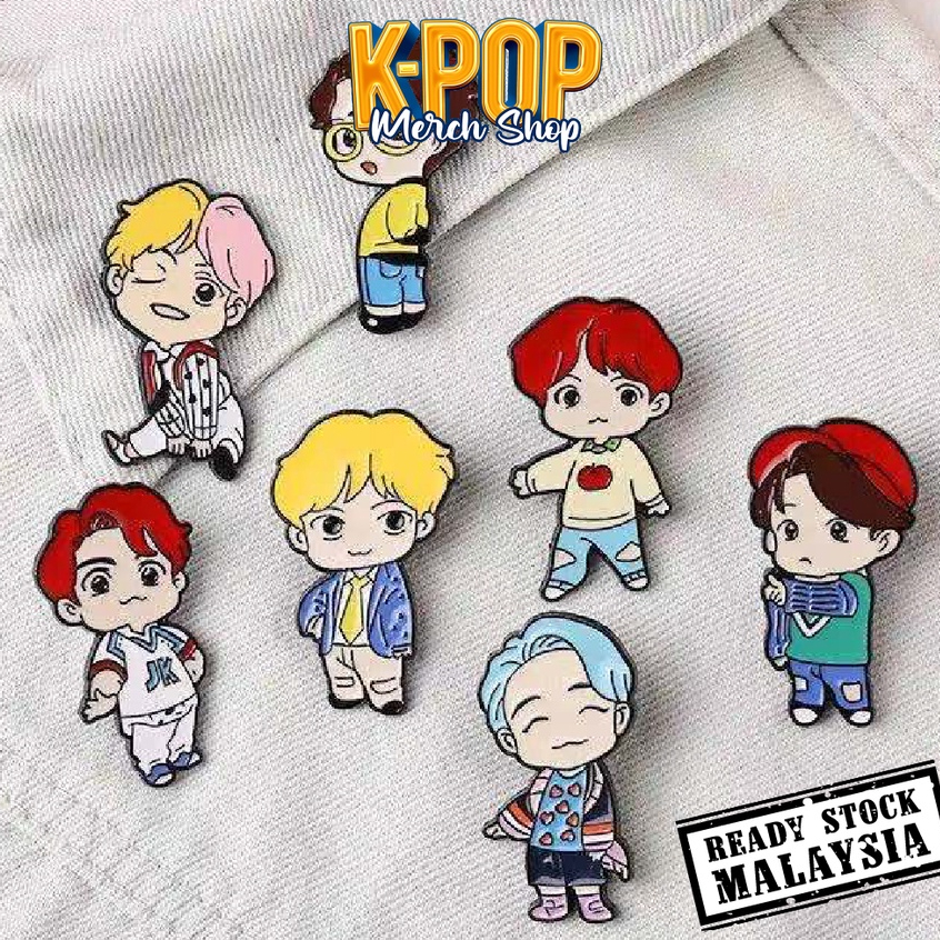 BTS BT21 Tinytan Bangtan OT7 Kpop Merch Brooch Button Badge Pin | Shopee Malaysia