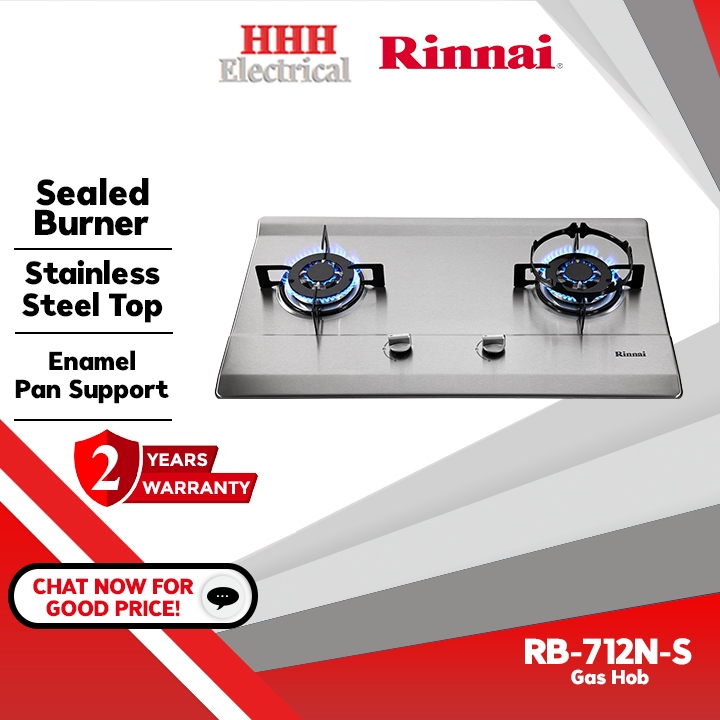 Rinnai 2 Burner Built-in RB-712N-S Gas Hob / PENSONIC 2 Burner Hob 7.7kW Flame Power Stainless ...